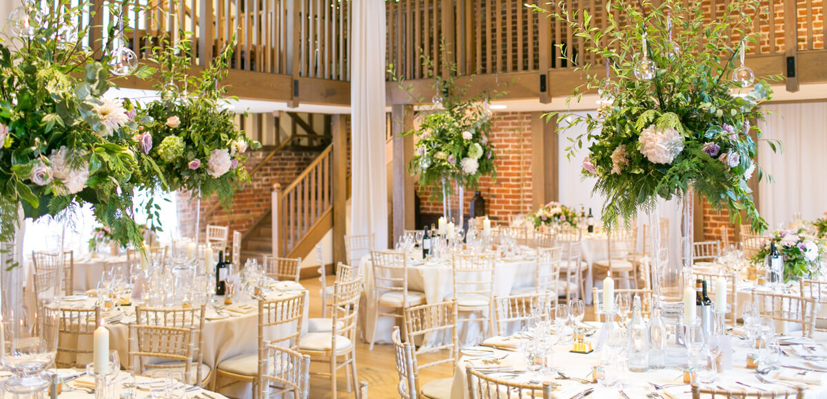 Setting Up The Reception In The Mill Barn | Gaynes Park